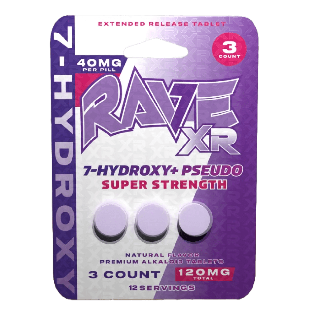 Rave Kratom 7 Hydroxy SS Tablets (120 mg 3ct tablet) Extended Release ...